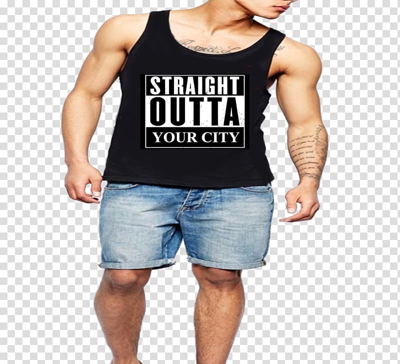 T-shirt Shoulder Sleeveless shirt Outerwear, straight outta compton ...