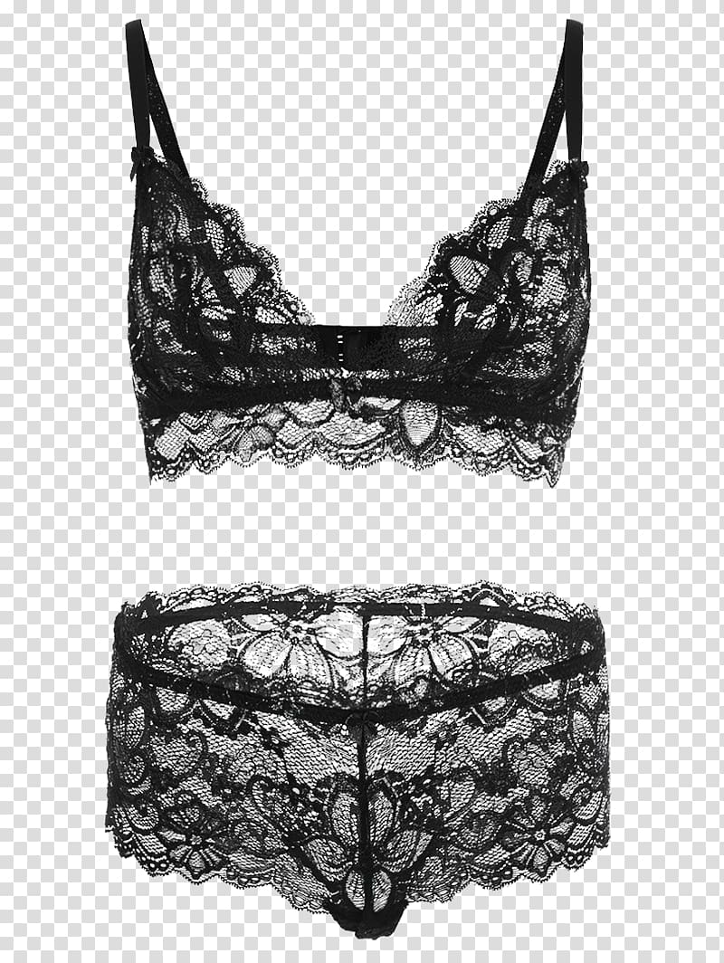 Briefs Bra Lingerie Lace Neck, black lace transparent background PNG ...